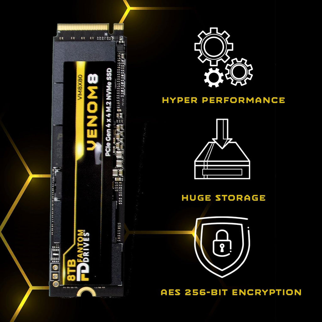 Fantom Drives VENOM8 PCIe 4x 4 NVMe M.2 SSD - 8TB - with Heatsink for ...