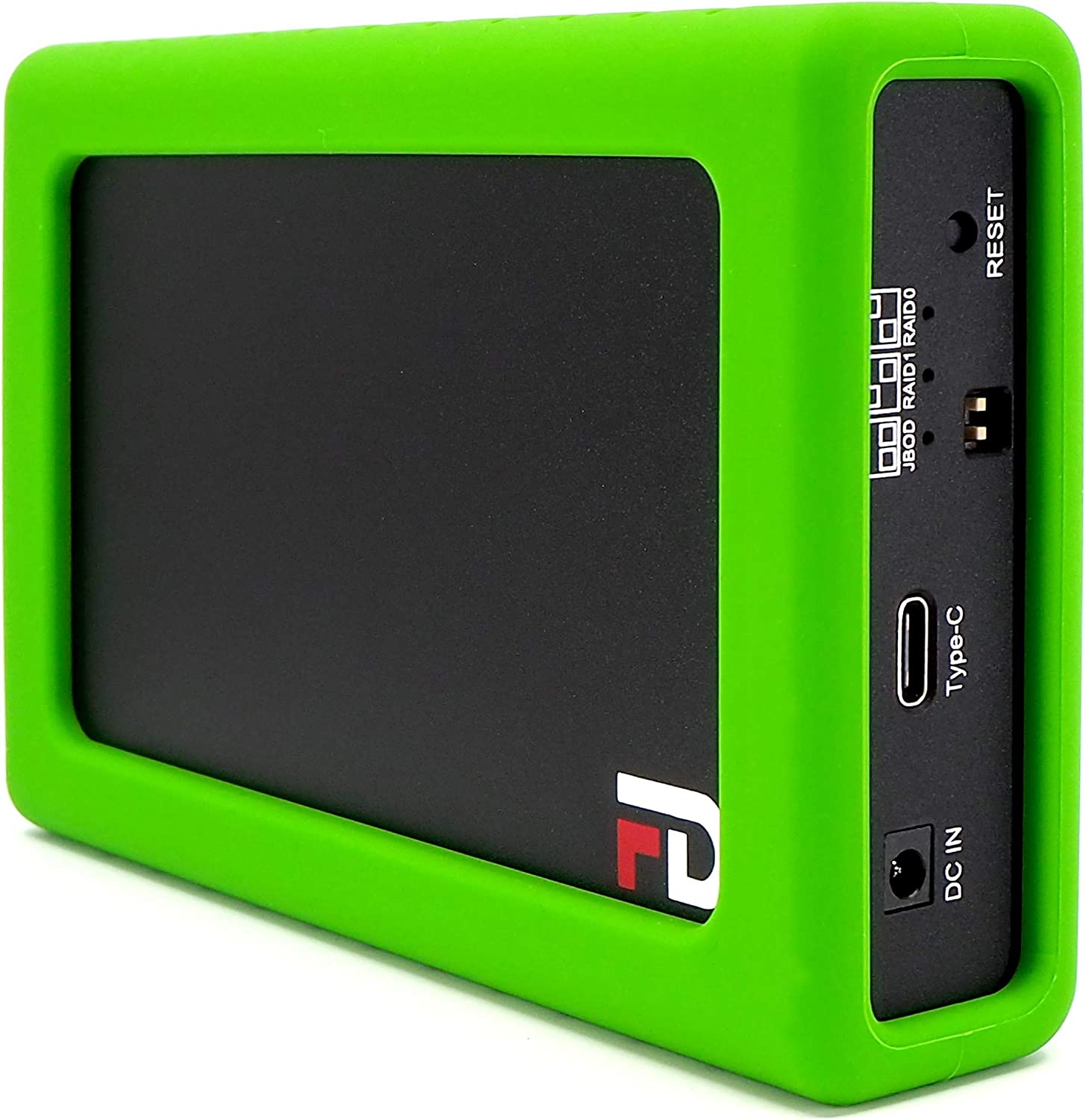 FD Duo Mobile 2 Bay RAID Aluminum Enclosure Silicone Green Bumper (DMR ...